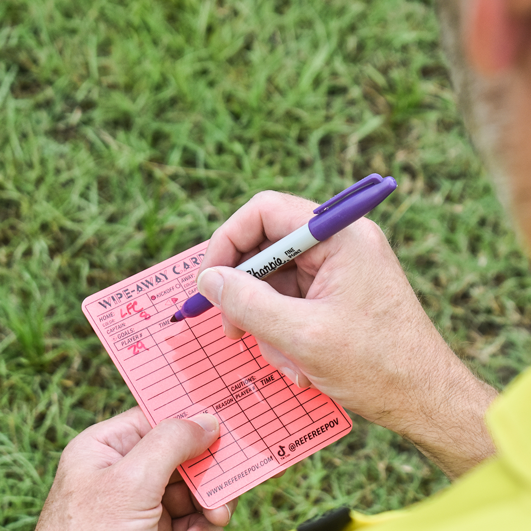 Wipe-Away Soccer Referee Card Set – Referee POV