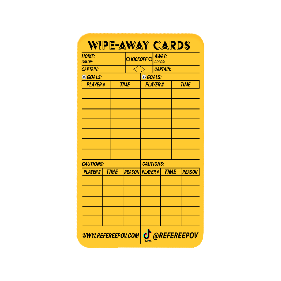 Wipe-Away Soccer Referee Card Set – Referee POV